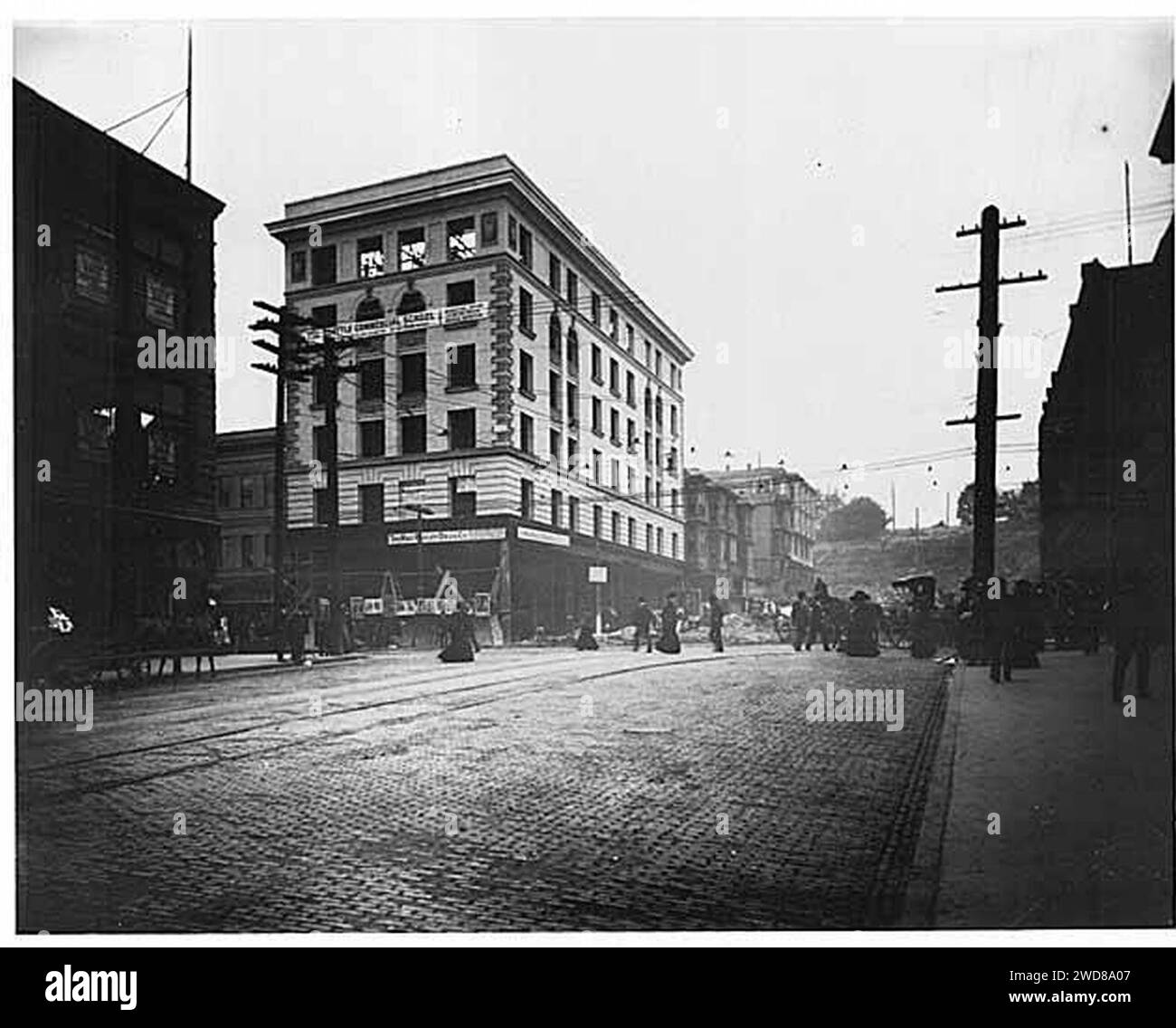 2nd Ave and Pike St showing the Eitel Building under construction ...