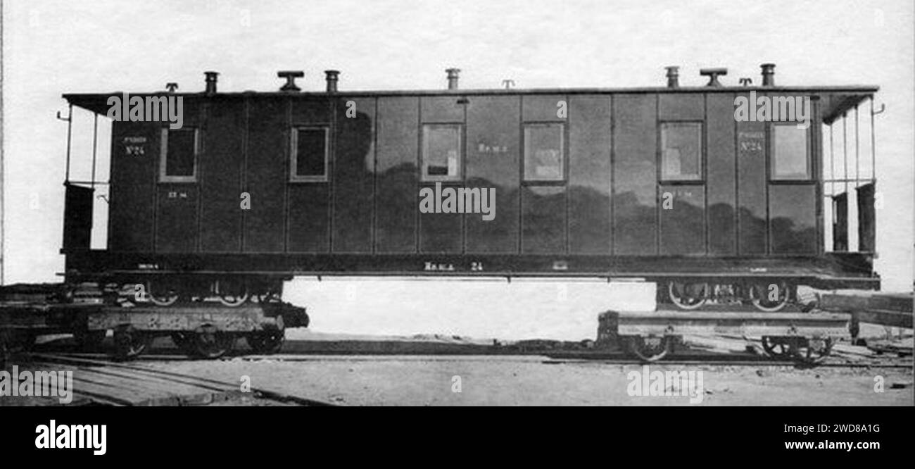 2nd class passenger carriage of the Irinovskaya railway on bogies for ...