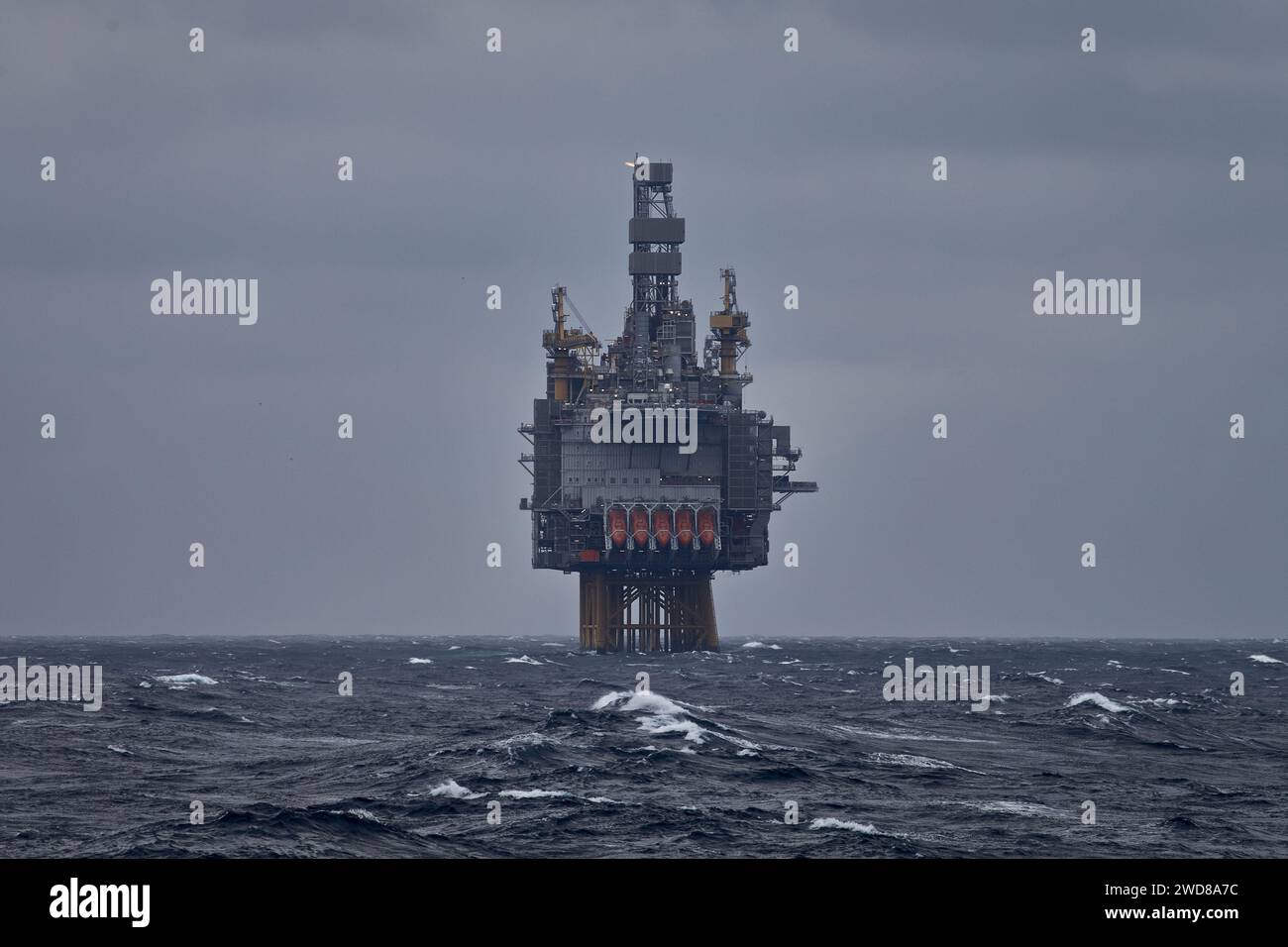 Picture of offshore oil and gas drilling rig in the rough sea in stormy ...