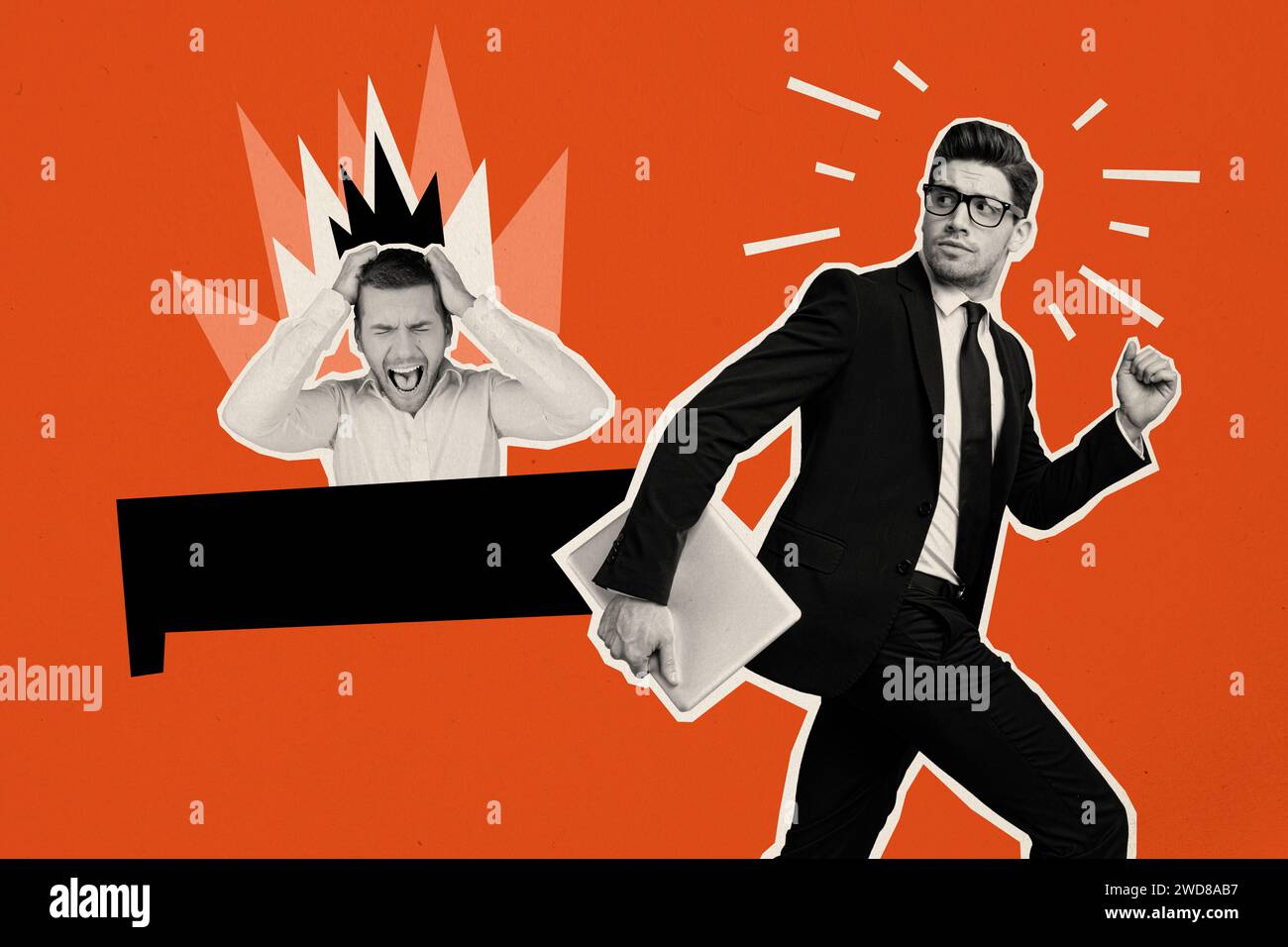 Funny business concept stress situation between boss and employee ...