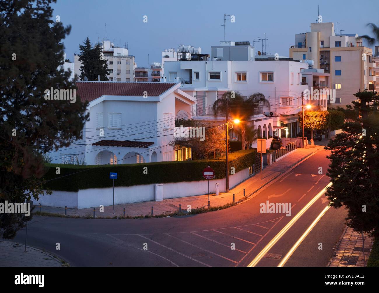 Typical street in modern district of Nicosia. Cyprus Stock Photo - Alamy