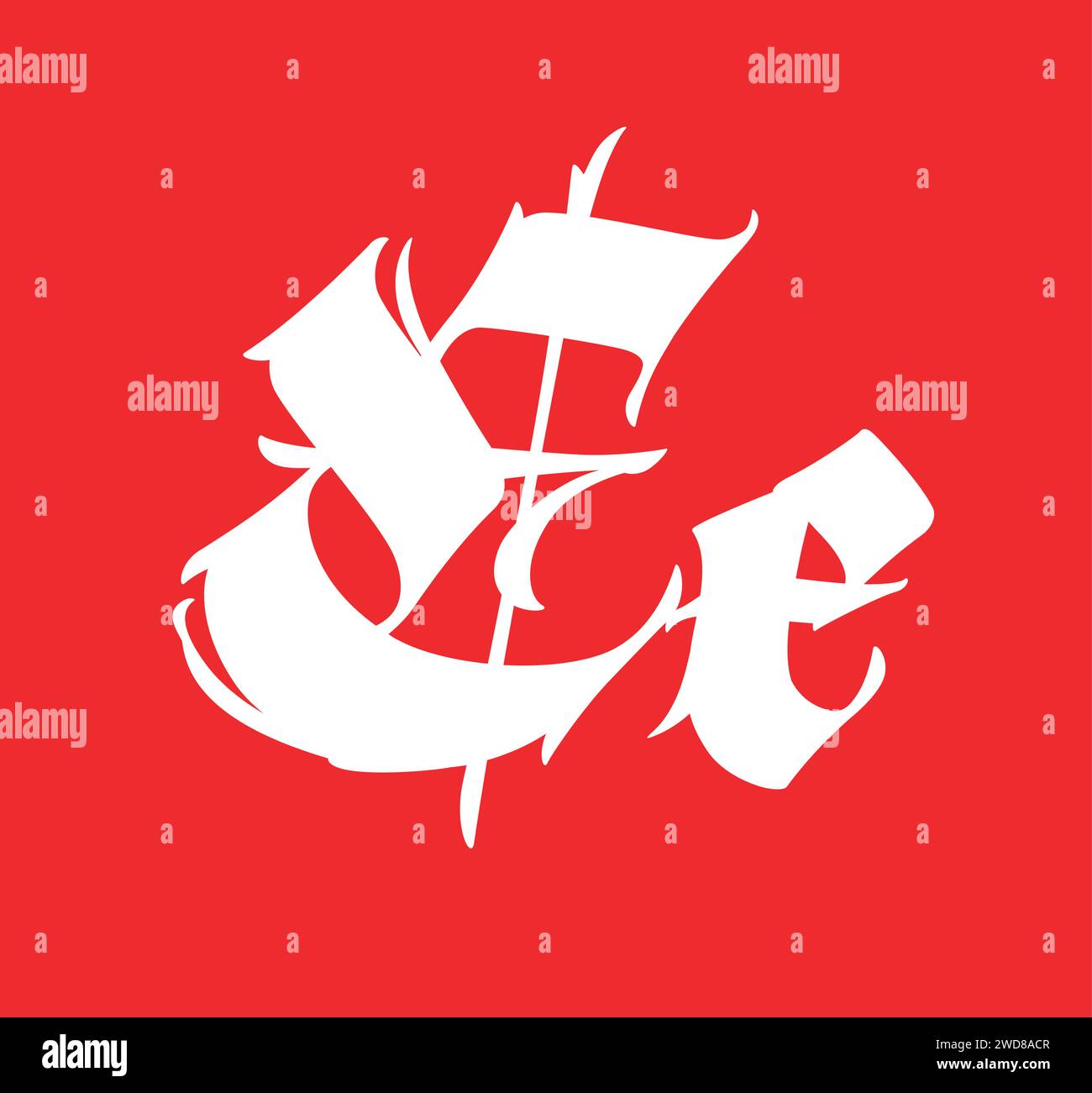 Letter E, in the Gothic style. Vector. Alphabet. Calligraphy and ...