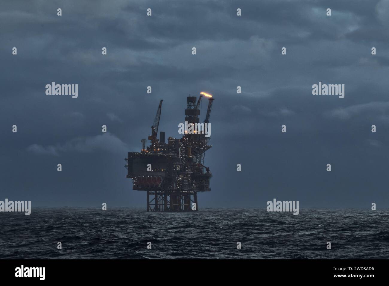 Picture of offshore oil and gas drilling rig in the sea in stormy ...