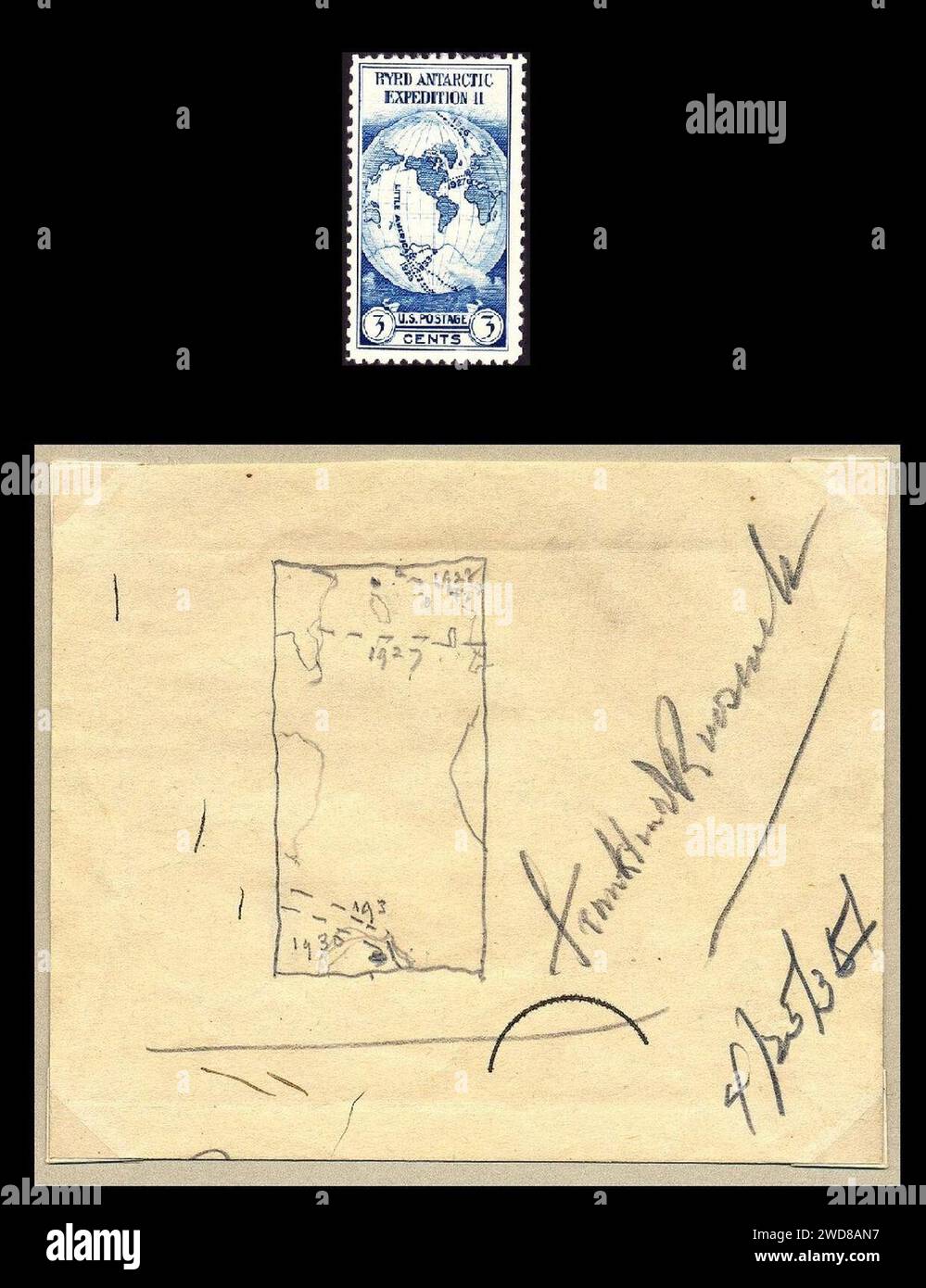 3c Byrd Antarctic Expedition II President Franklin D. Roosevelt sketch ...