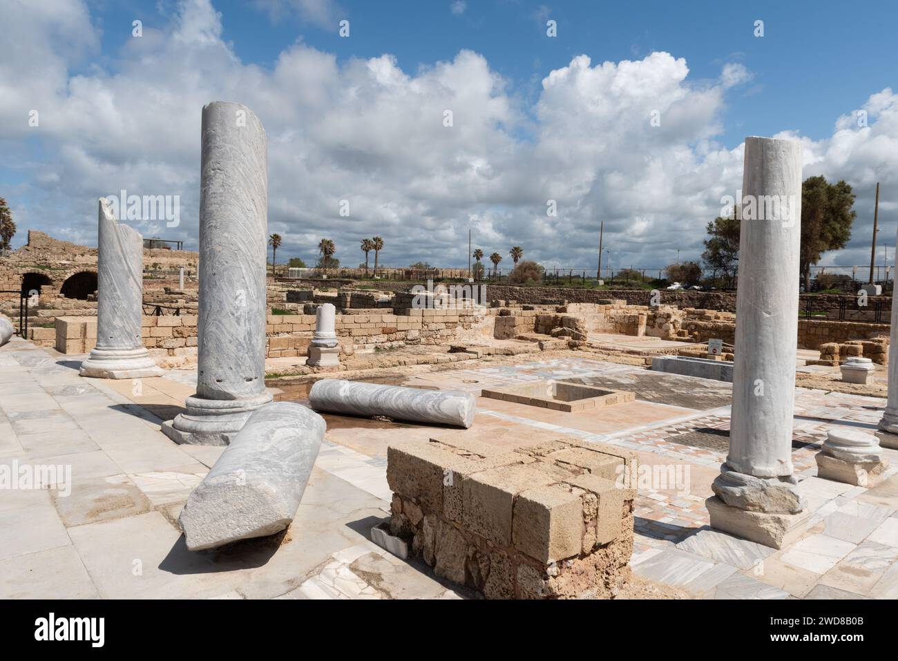 Preserved marble columns, part of he excavation of the Roman-era ...