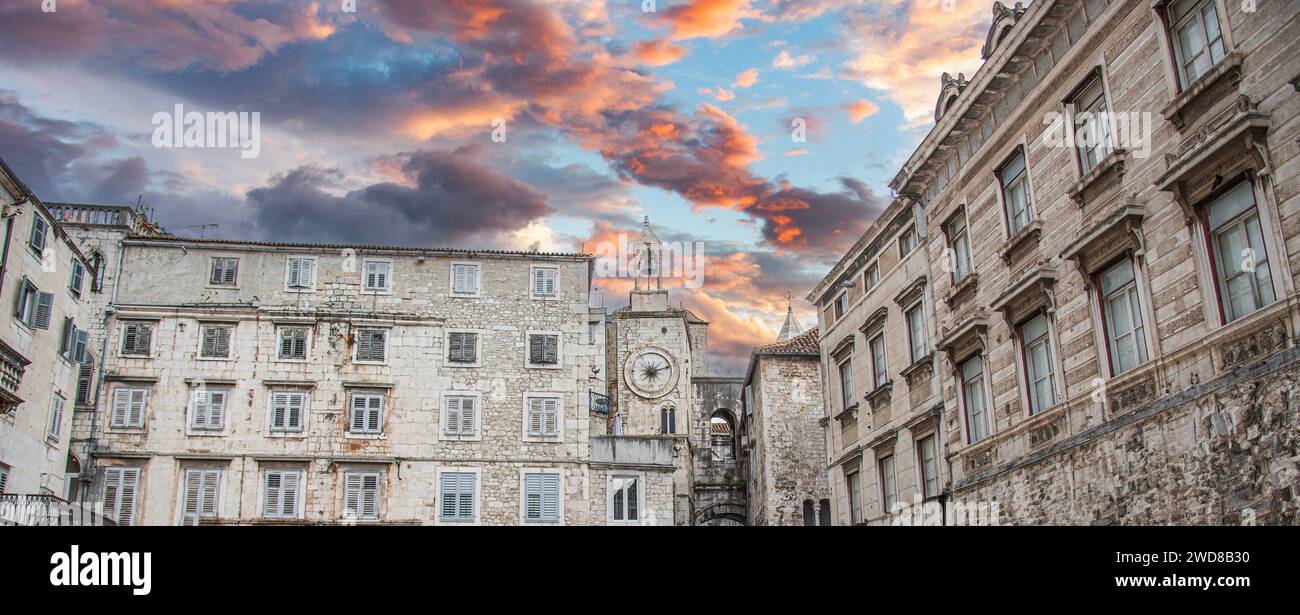 Ancient stone buildings on the streets of Split. Croatia Stock Photo ...