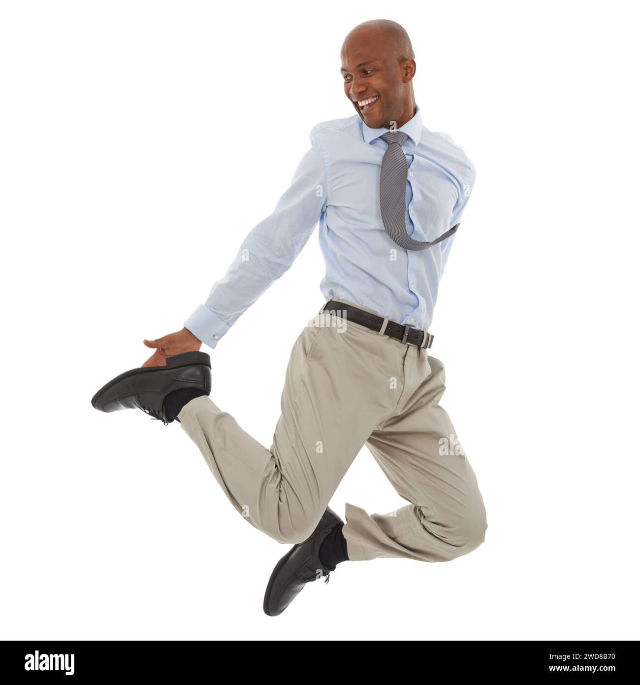 Happy businessman, jump and joy for success, freedom or celebration on ...
