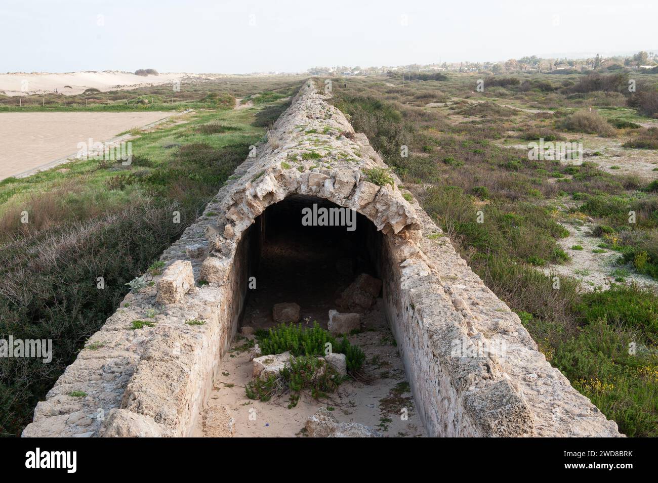 Stone arches and abutments of the Hadrianic aqueduct of Caesarea ...
