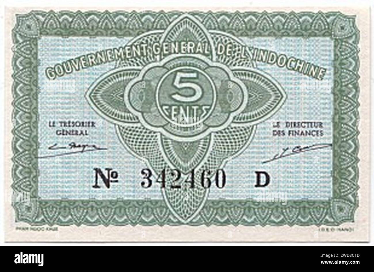 5 Cents - Gouvernement Général de l'Indochine (1942, One-letter serial ...