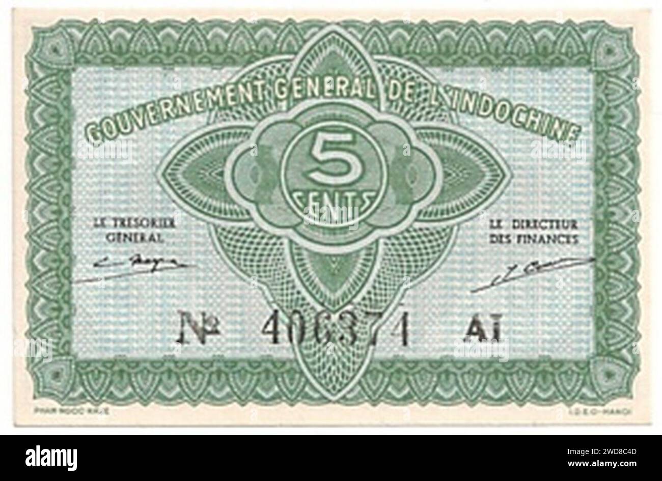 5 Cents - Gouvernement Général de l'Indochine (1942, Two-letter serial ...