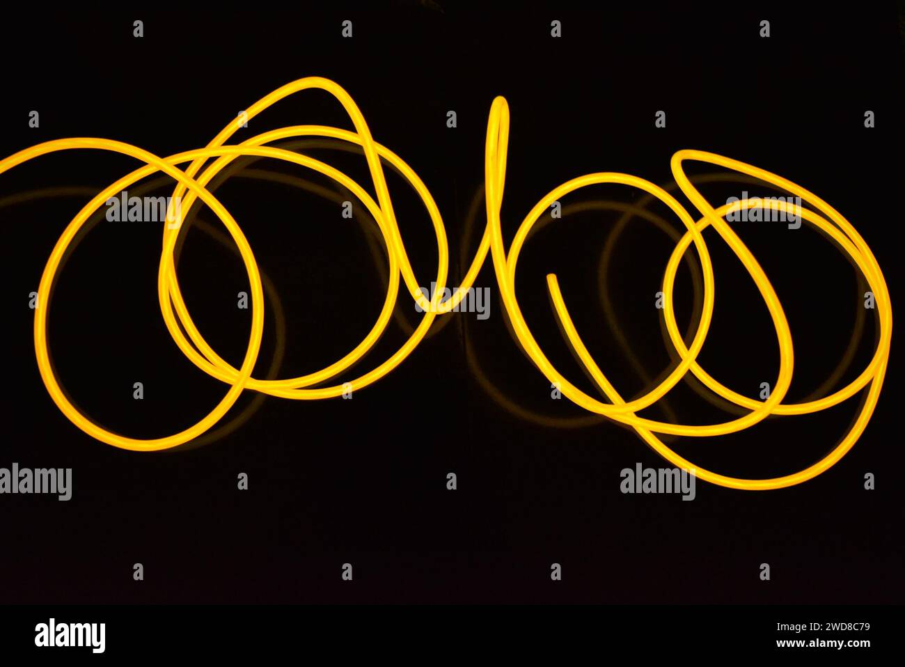 The original yellow lighting of thick electoluminescent wires and lines ...