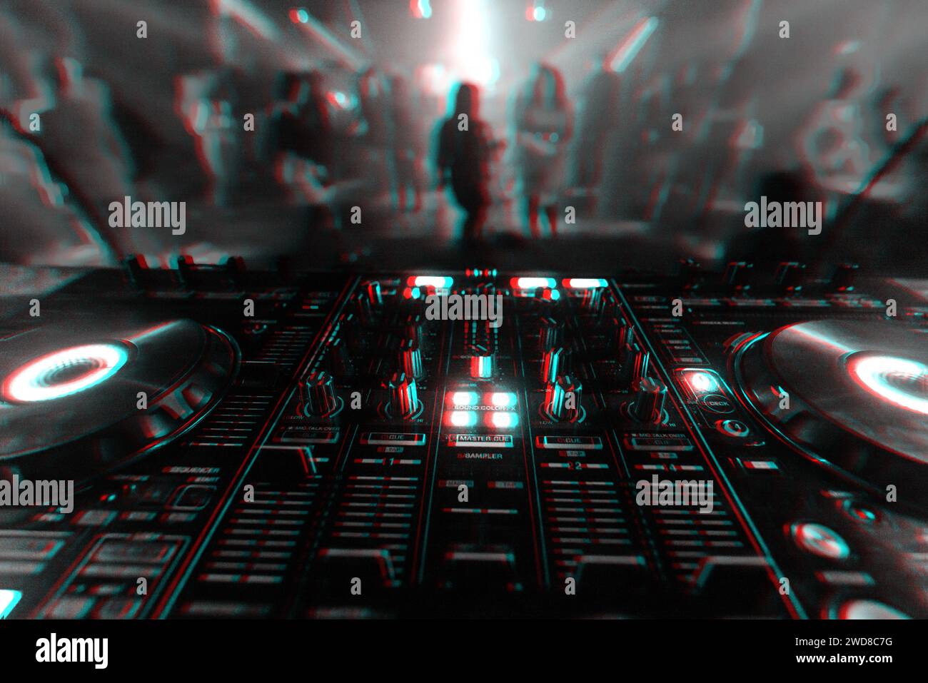 professional DJ mixer controller for mixing music in a nightclub with ...