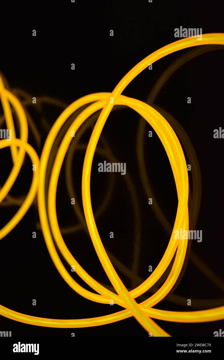 The original yellow lighting of thick electoluminescent wires and lines ...