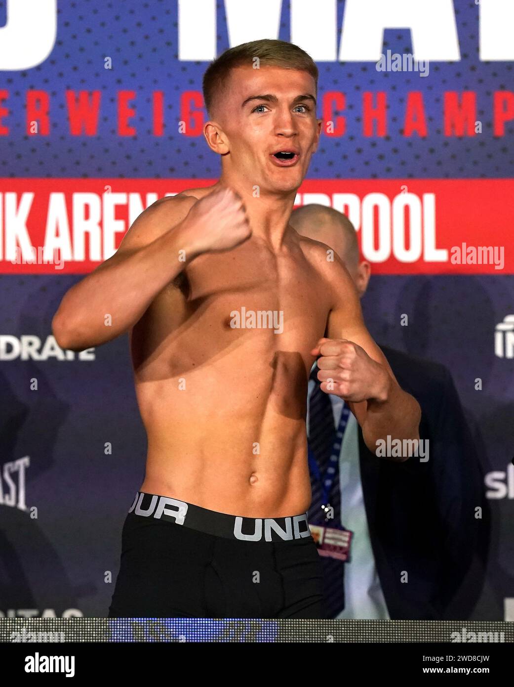 Ste Clarke during a weigh-in at the Titanic Hotel, Liverpool. Picture ...