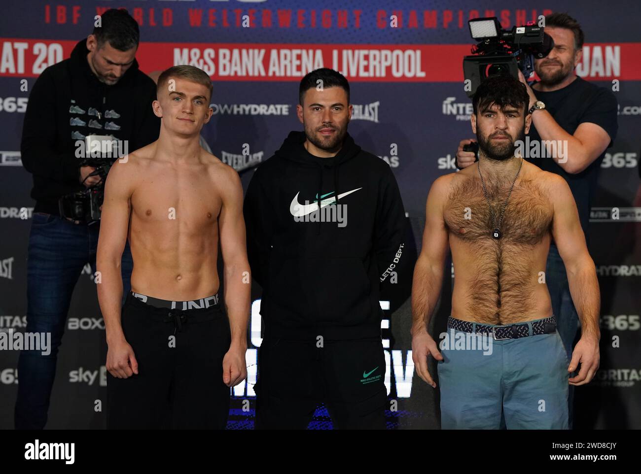 Ste Clarke and Vasif Mamedov (right) during a weigh-in at the Titanic Hotel, Liverpool. Picture ...