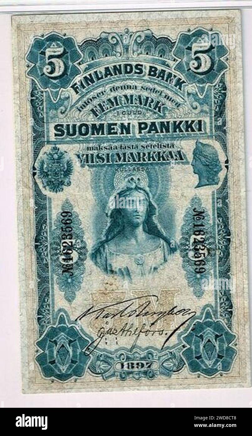 5 Markkaa - Finlands Bank (1897) Nnna 03 Stock Photo - Alamy