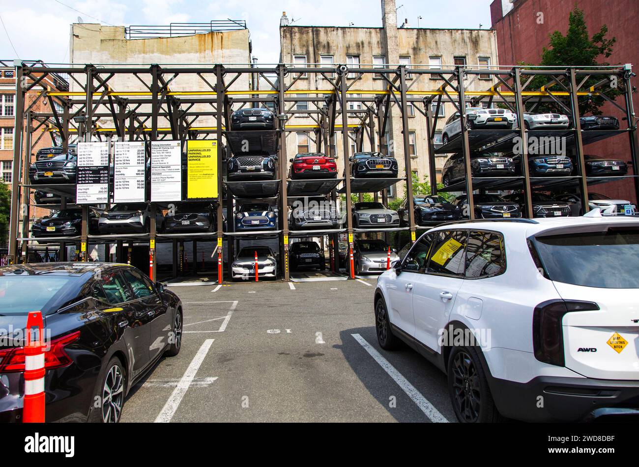New York City: open-air public parking in Manhattan Stock Photo - Alamy