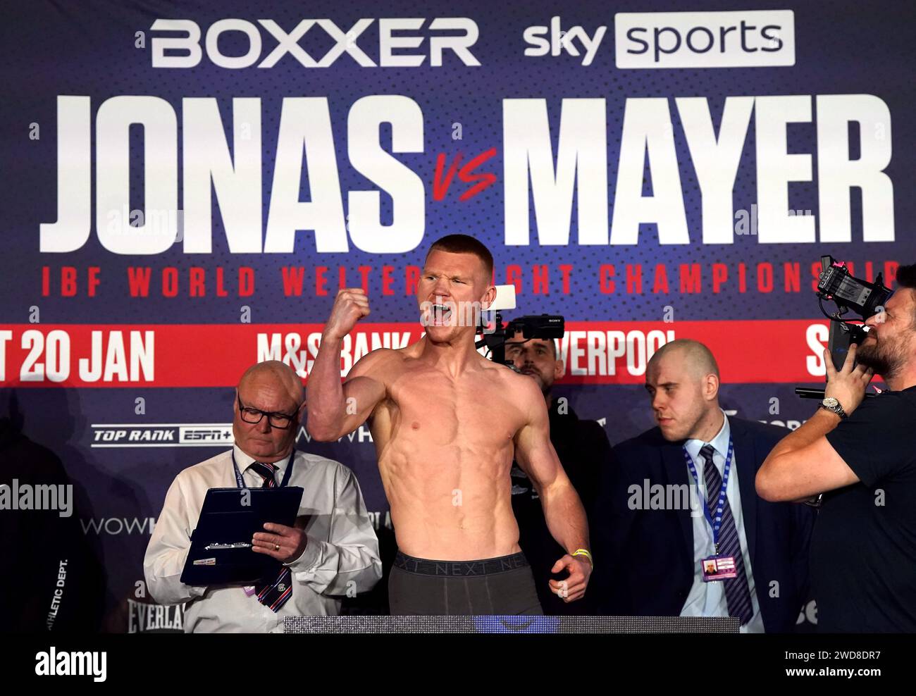 Mark Jeffers during a weigh-in at the Titanic Hotel, Liverpool. Picture ...