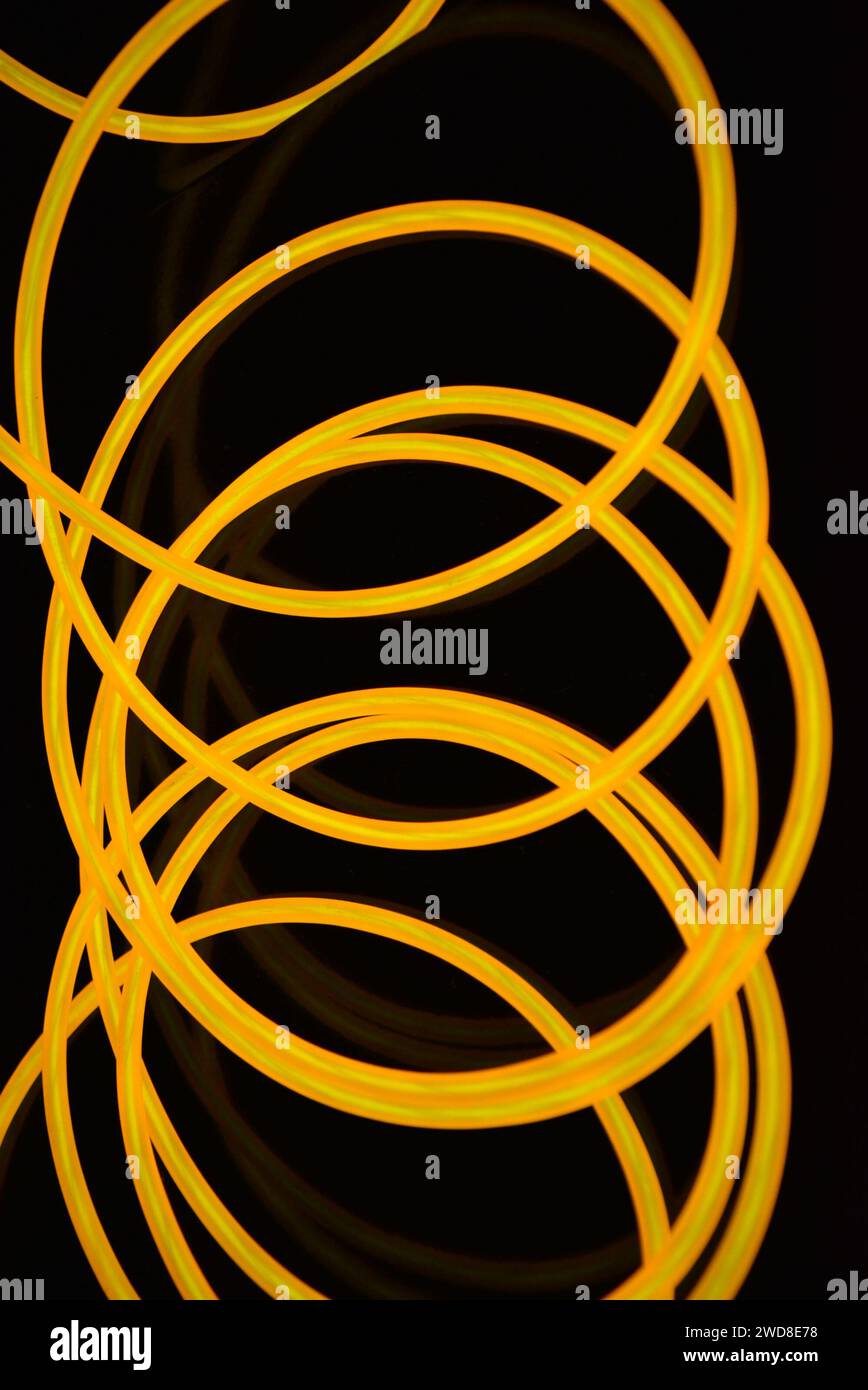 The original yellow lighting of thick electoluminescent wires and lines ...