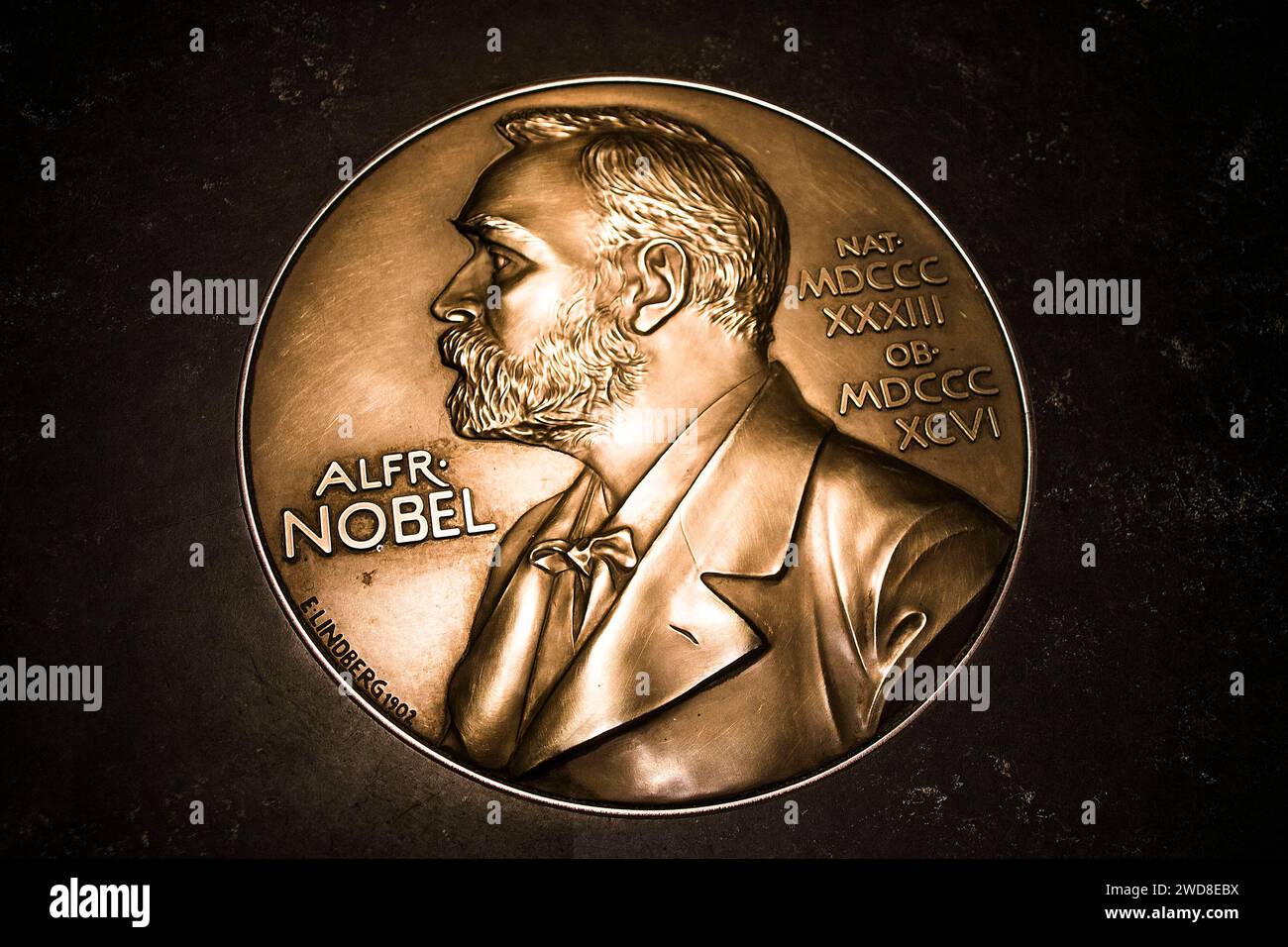 Stockholm: Nobel Prize Museum, plaque dedicated to Alfred Nobel Stock ...