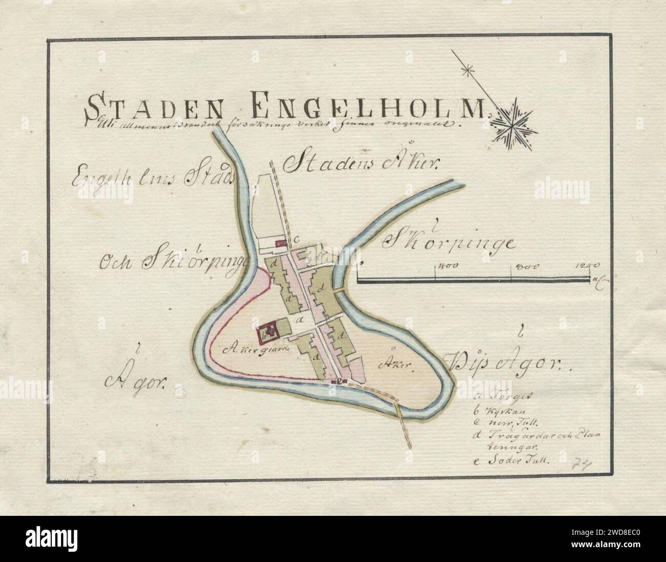 18th century map of Ängelholm, Sweden Stock Photo - Alamy