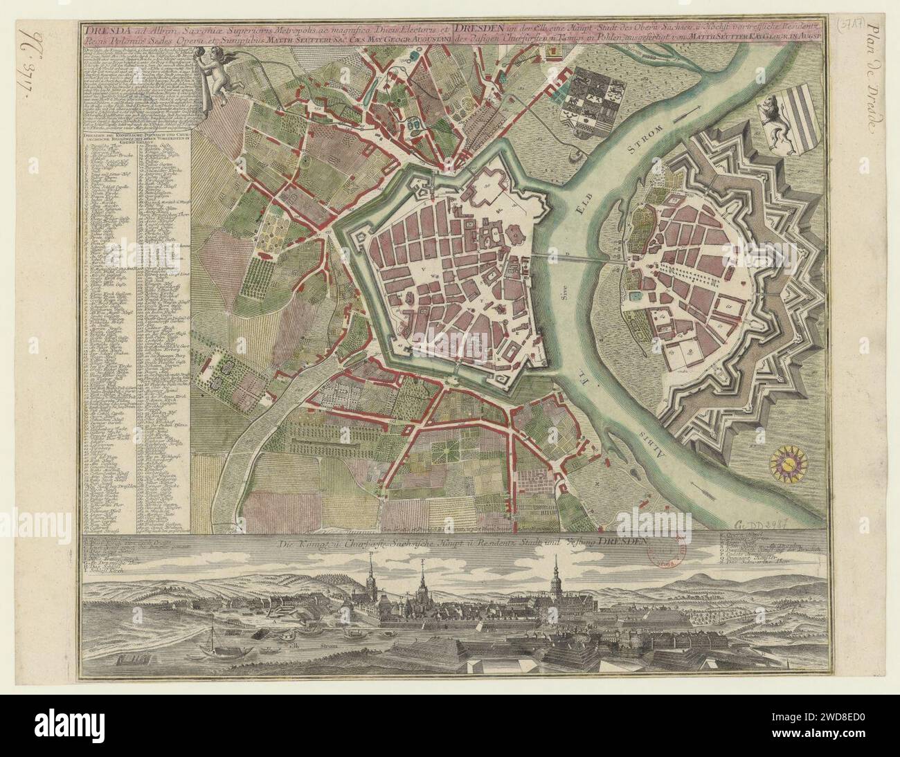 18th century map of Dresden Stock Photo - Alamy