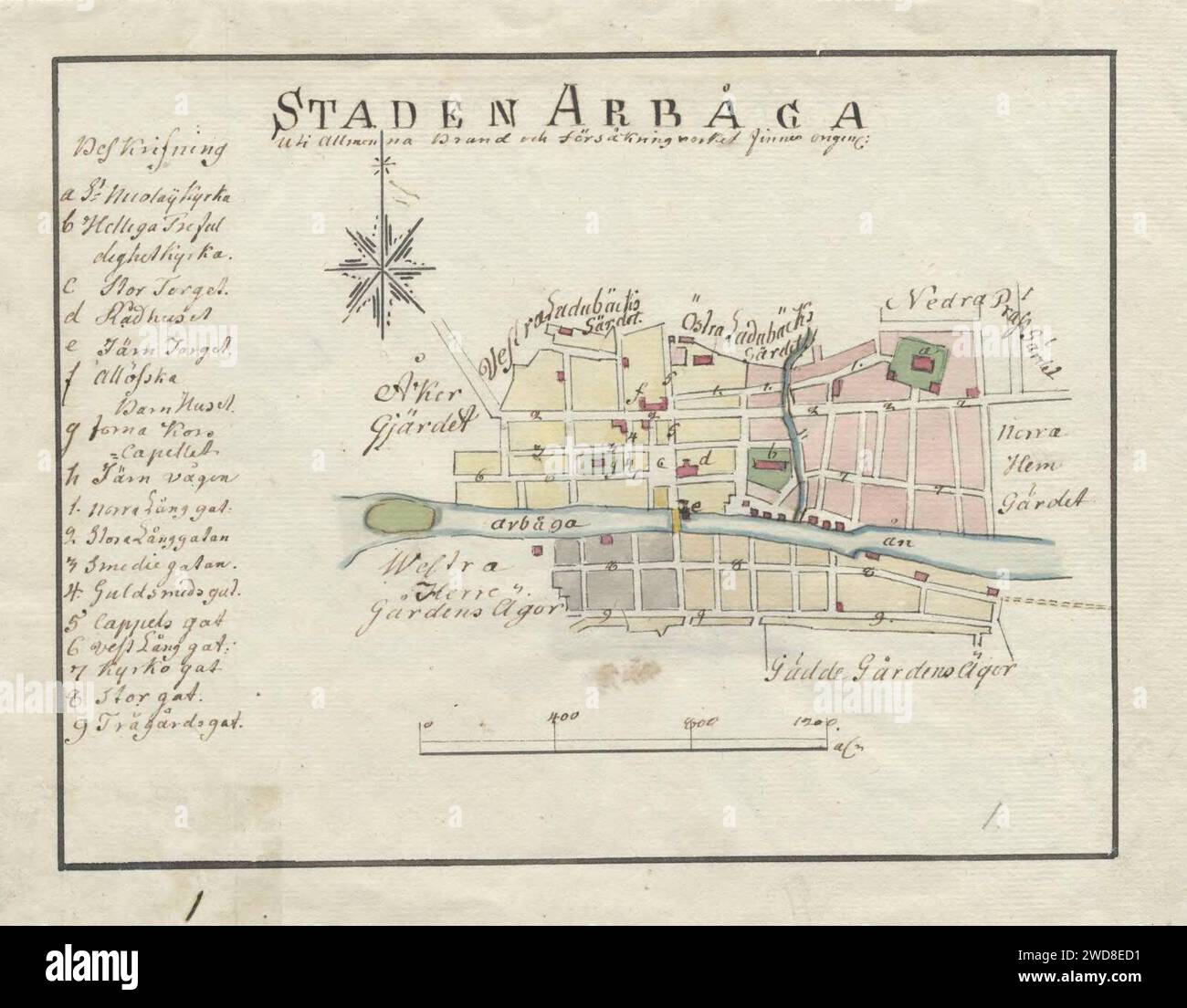 18th century map of Arboga, Sweden Stock Photo - Alamy