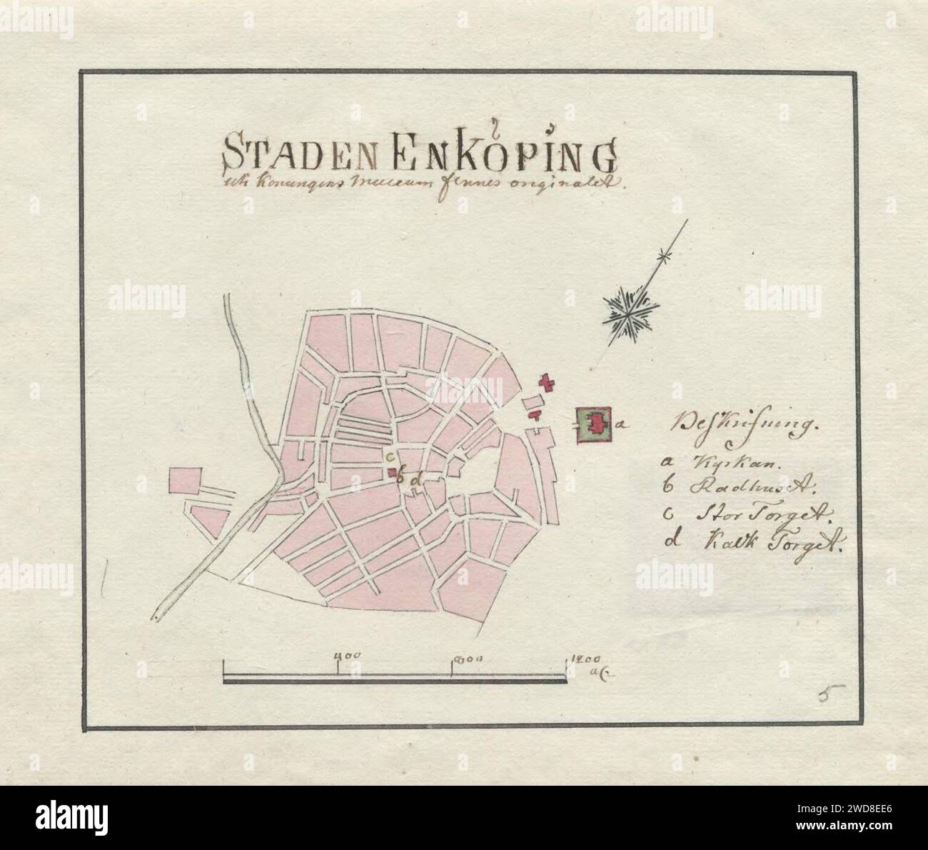 18th century map of Enköping, Sweden Stock Photo - Alamy