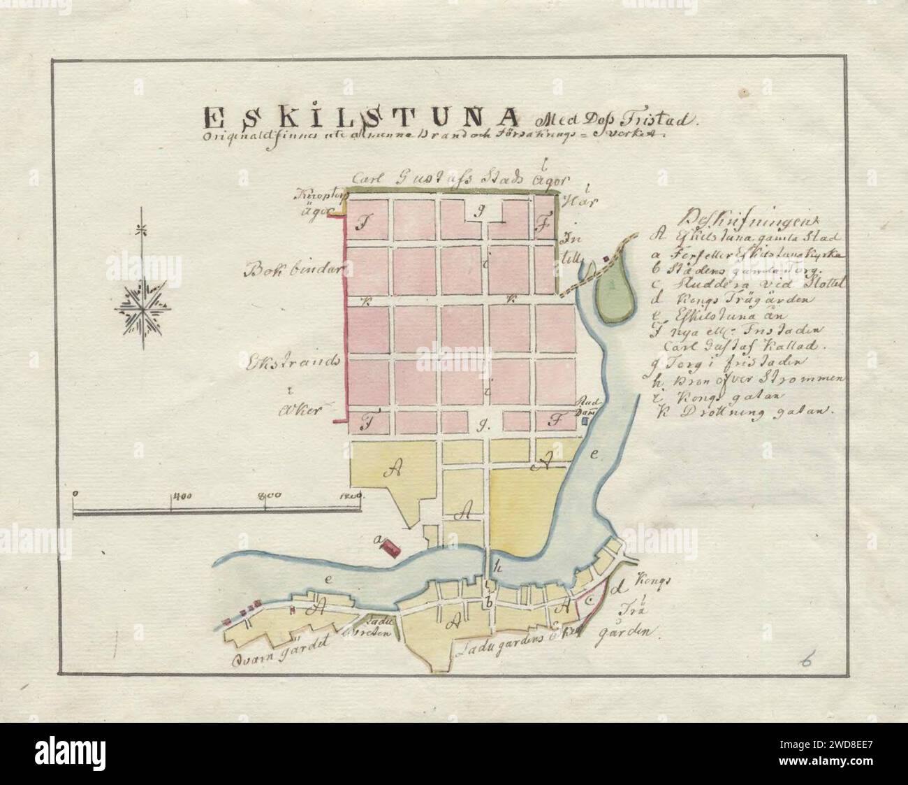 18th century map of Eskilstuna, Sweden Stock Photo - Alamy
