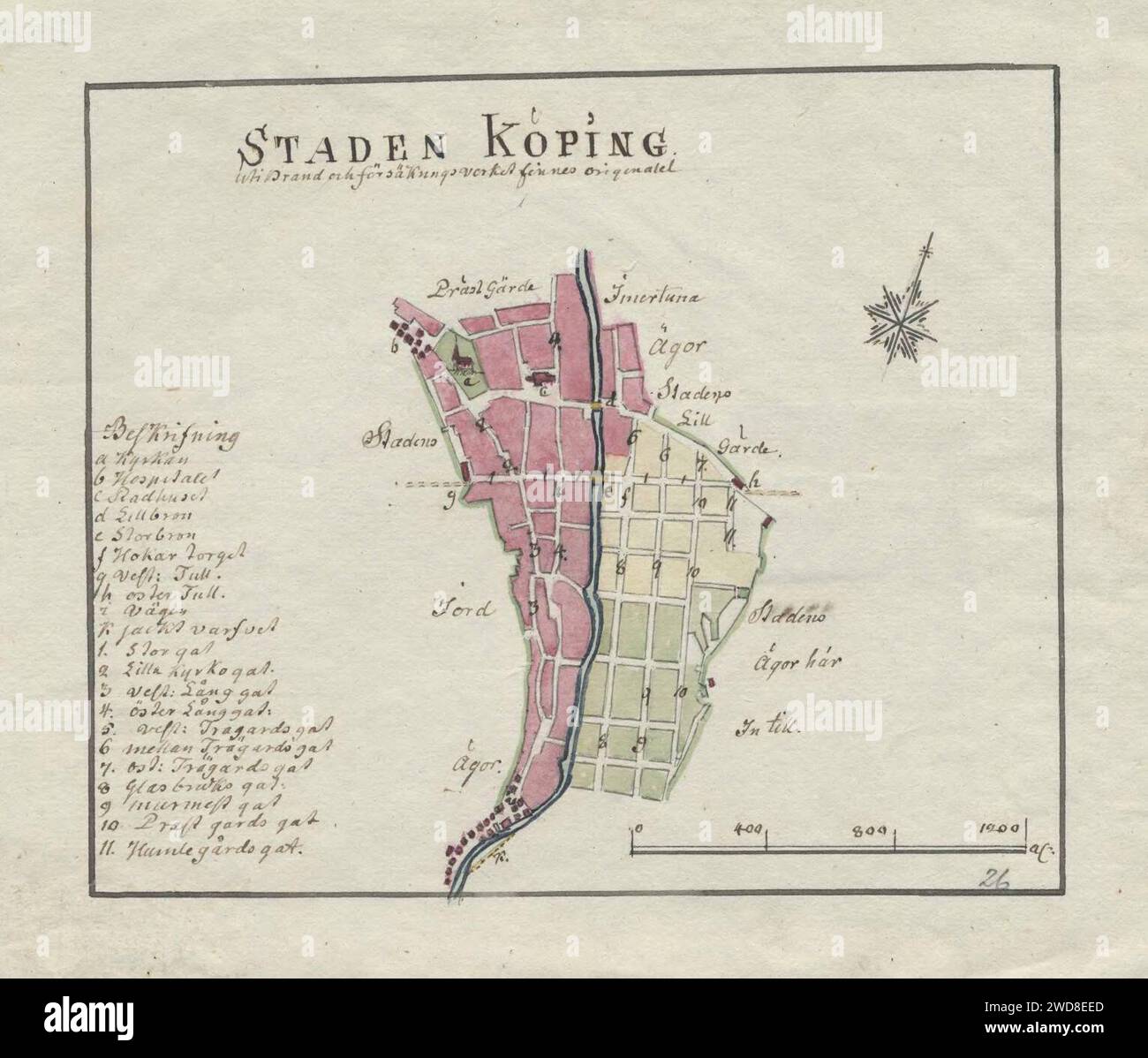 18th century map of Köping, Sweden Stock Photo - Alamy