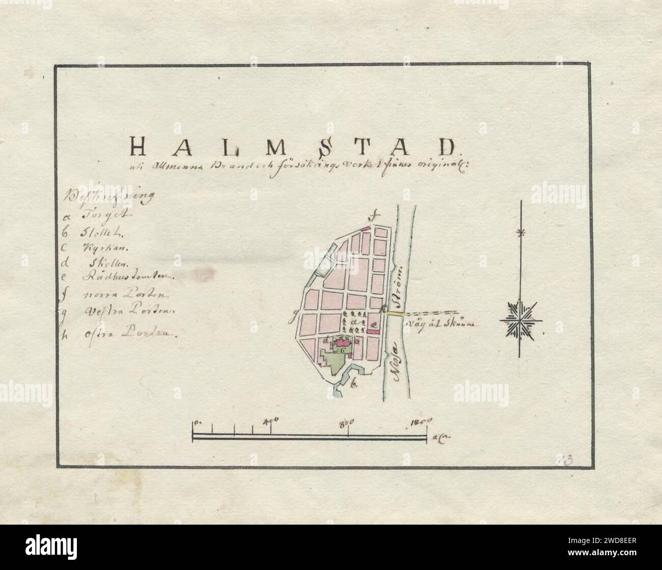 18th century map of Halmstad, Sweden Stock Photo - Alamy