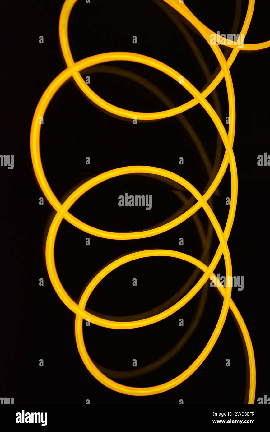 The original yellow lighting of thick electoluminescent wires and lines ...