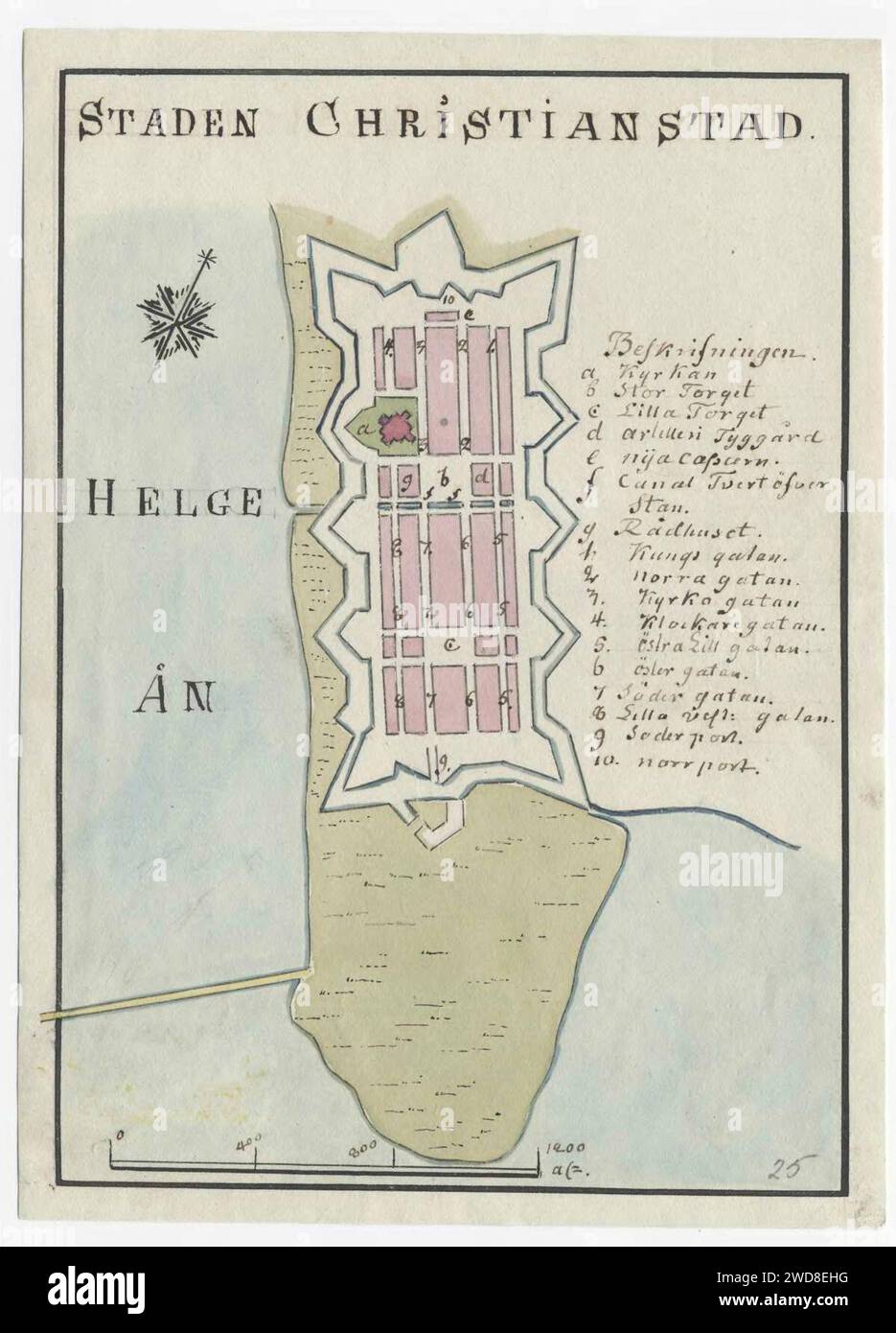 18th century map of Kristianstad, Sweden Stock Photo - Alamy