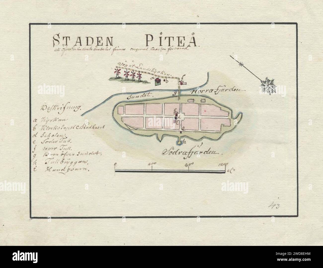 18th century map of Piteå, Sweden Stock Photo - Alamy