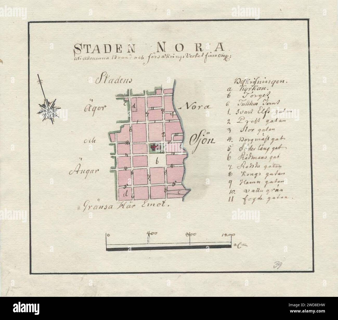 18th century map of Nora, Sweden Stock Photo - Alamy