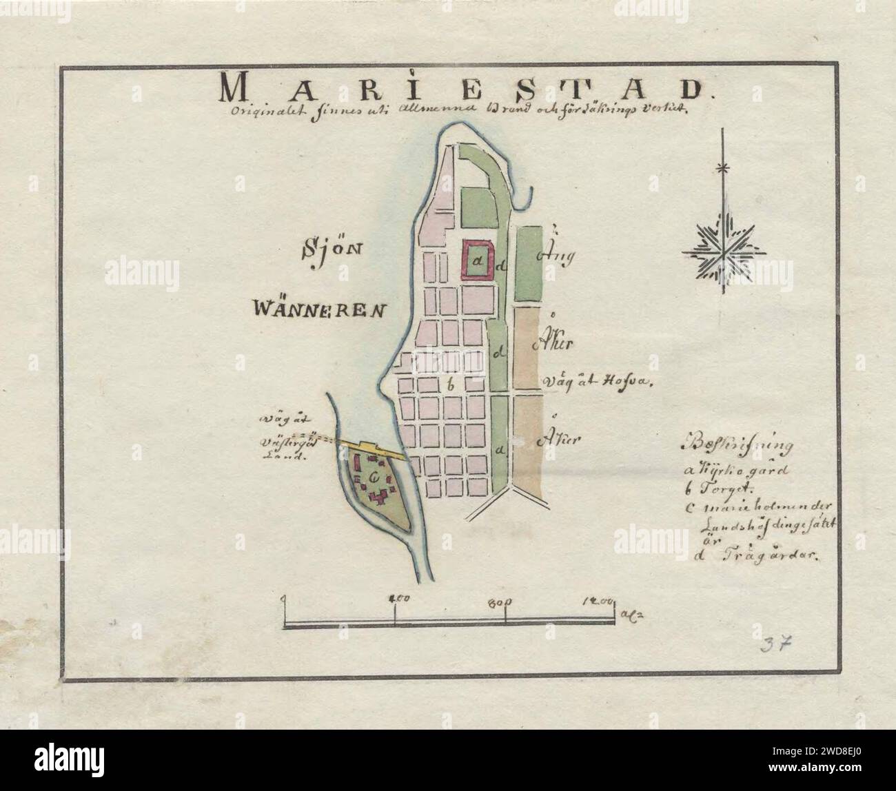 18th century map of Mariestad, Sweden Stock Photo - Alamy