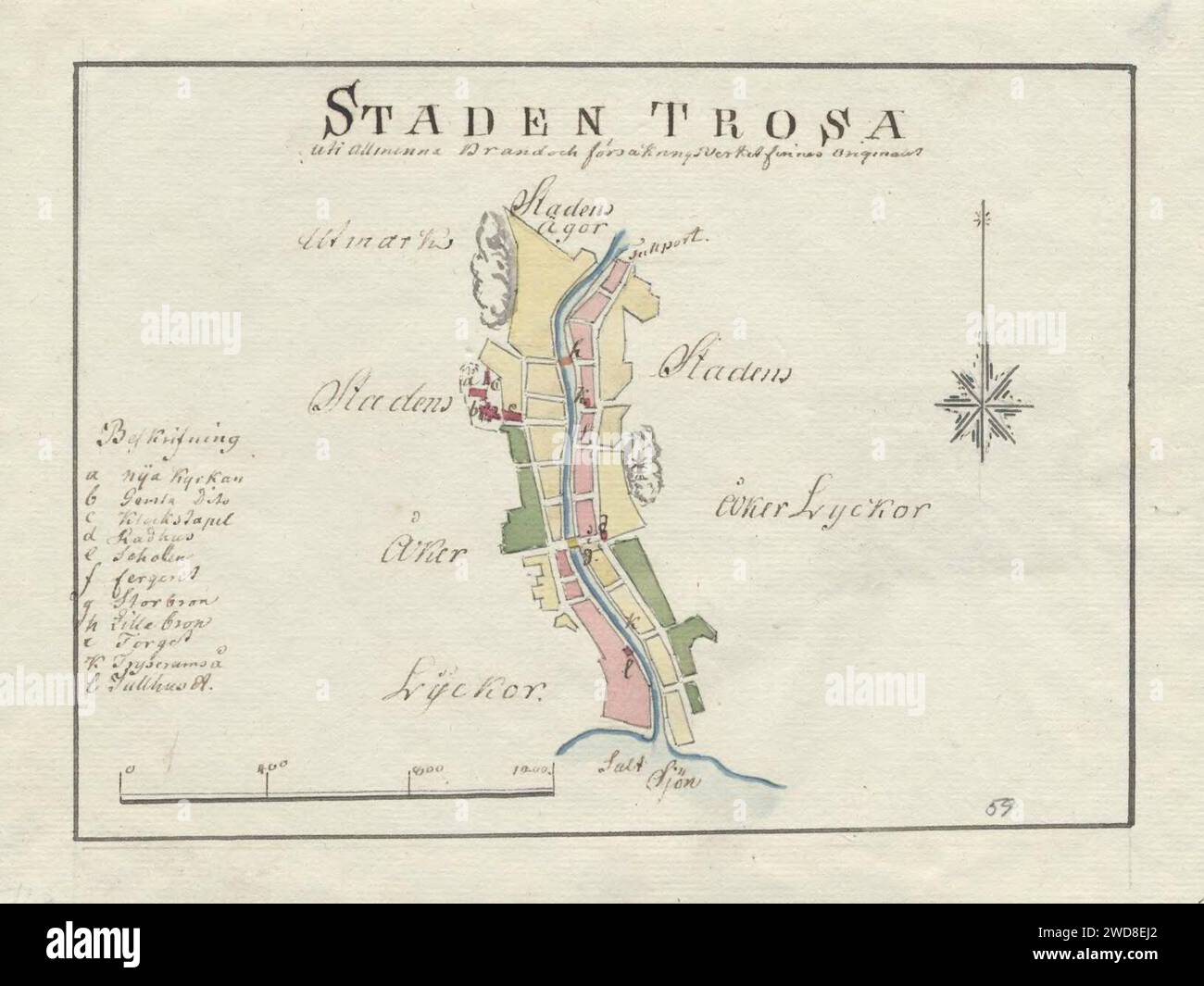 18th century map of Trosa, Sweden Stock Photo - Alamy