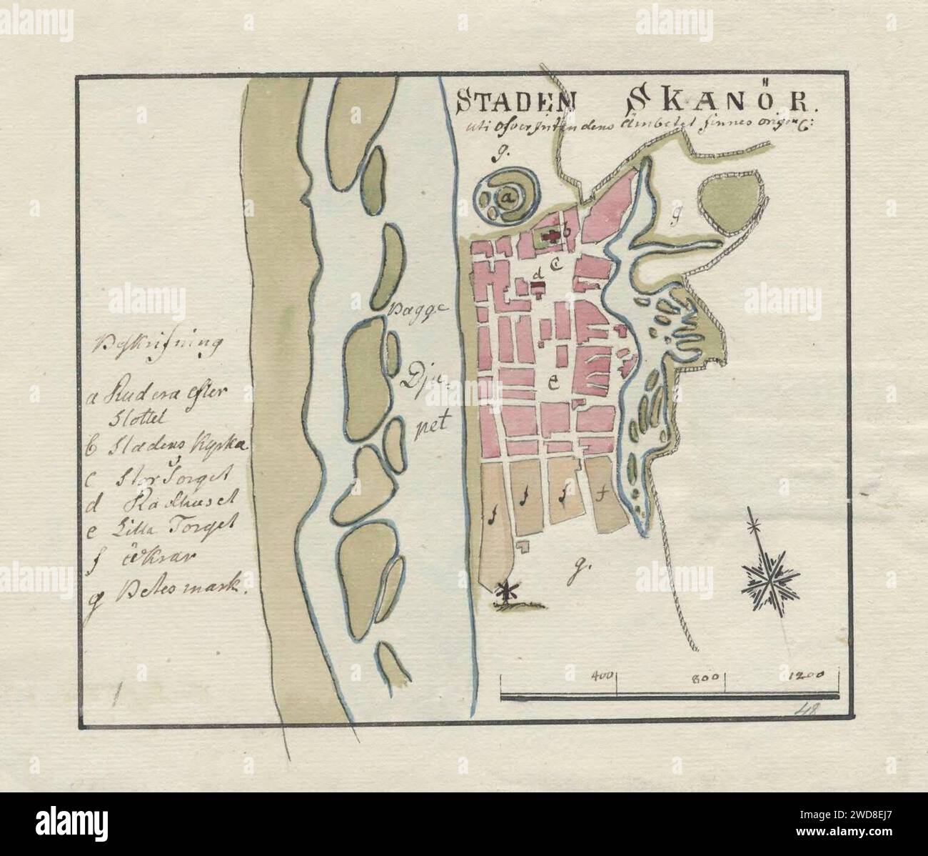 18th century map of Skanör, Sweden Stock Photo - Alamy