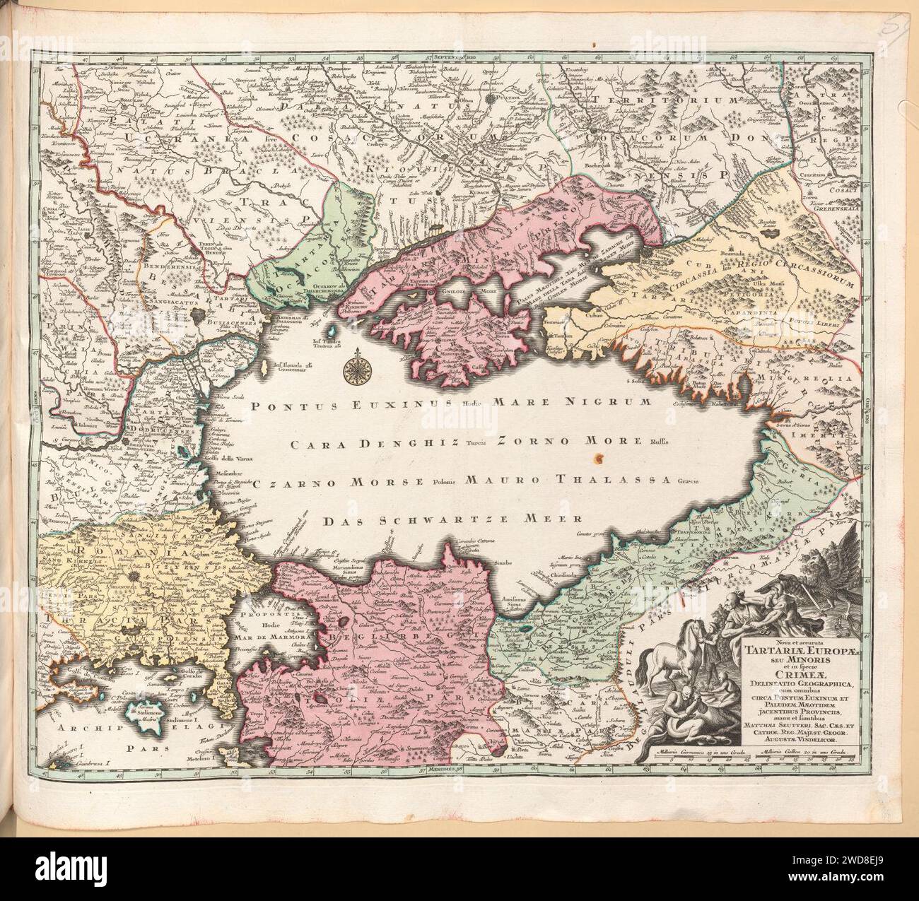 18th century map of the Black Sea and the adjacent parts of Russia and ...