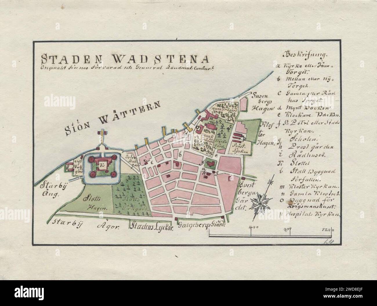 18th century map of Vadstena, Sweden Stock Photo - Alamy