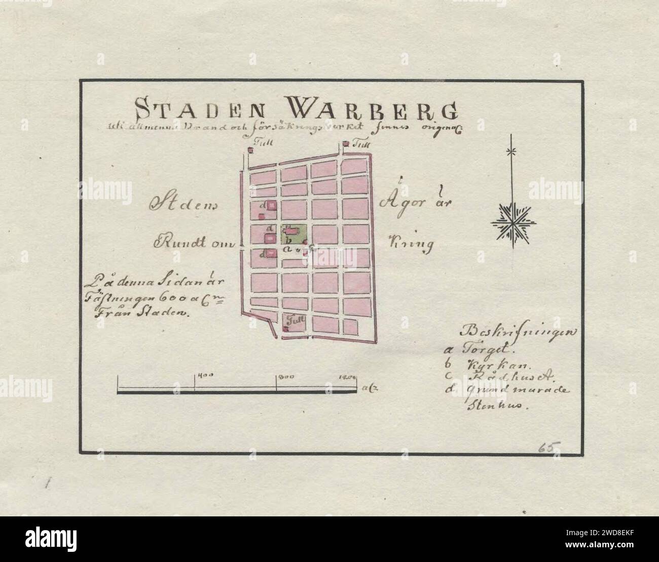 18th century map of Varberg, Sweden Stock Photo - Alamy