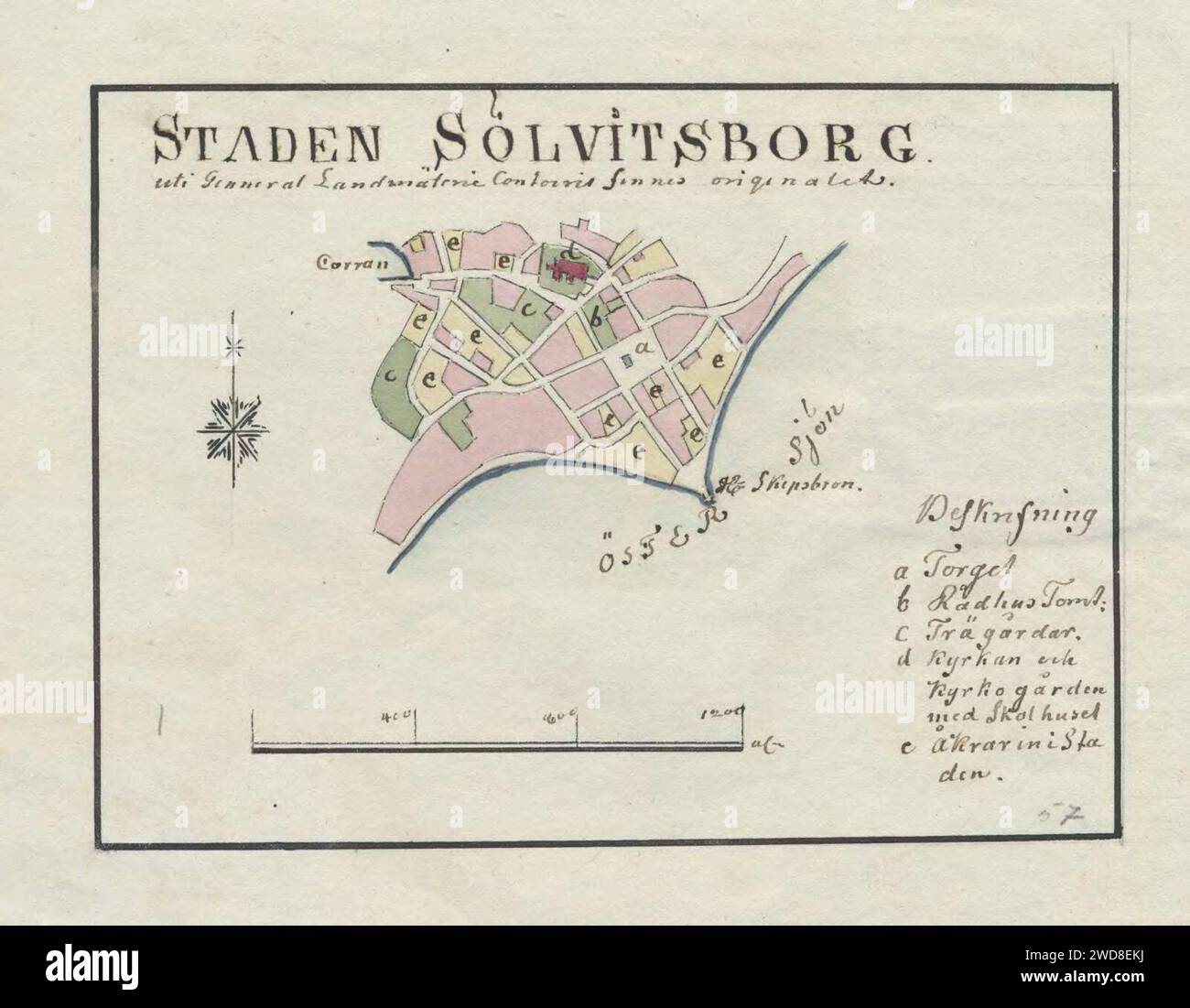 18th century map of Sölvesborg, Sweden Stock Photo - Alamy