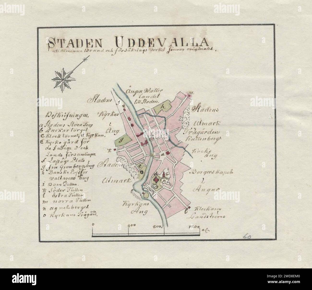 18th century map of Uddevalla, Sweden Stock Photo - Alamy