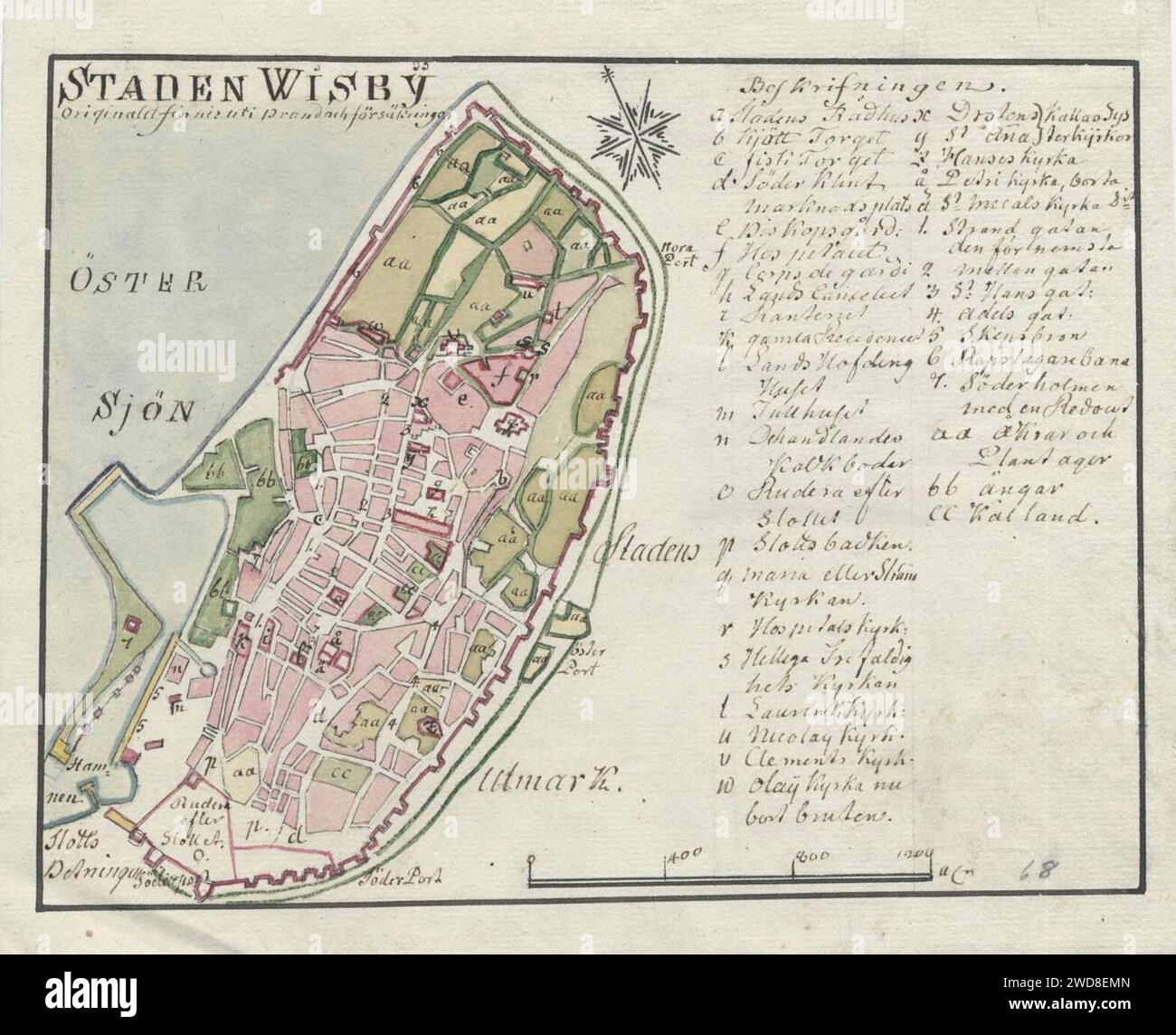 18th century map of Visby, Sweden Stock Photo - Alamy