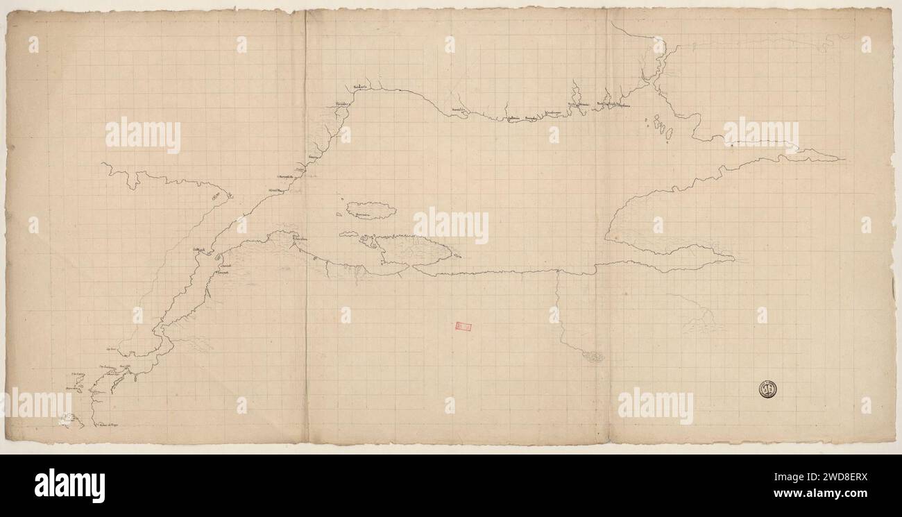 18th-century manuscript map - Carte de la mer de Marmara Stock Photo ...