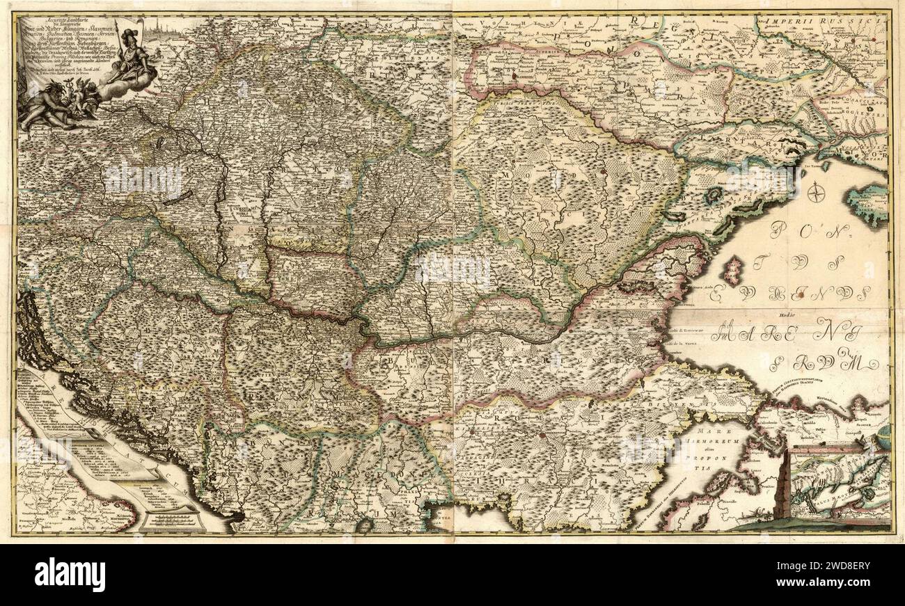 18th-century map of Southeast Europe by Johann Jakob Lidl Stock Photo ...