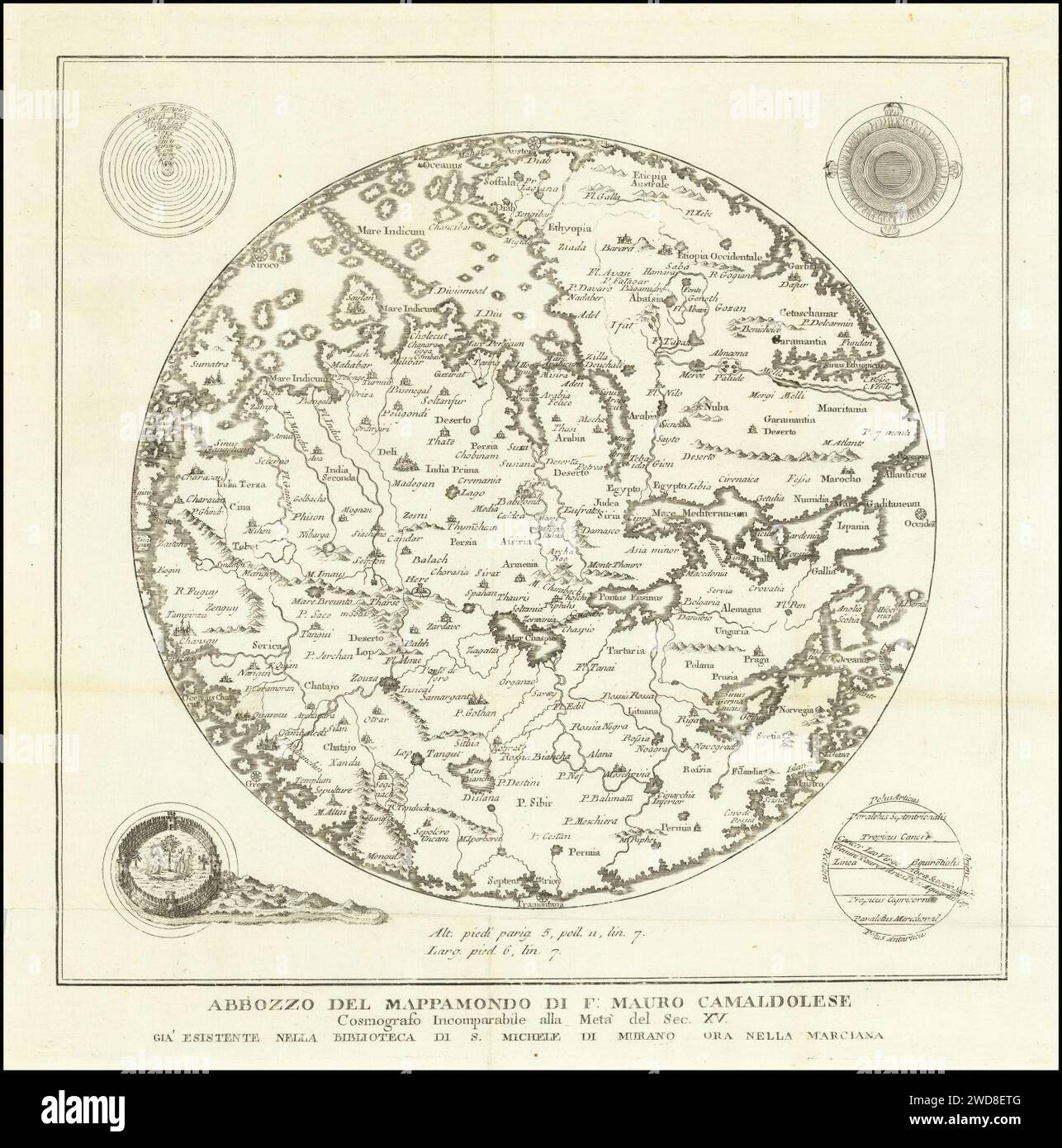 18th-century facsimile of Fra Mauro's 1450s world map Stock Photo - Alamy