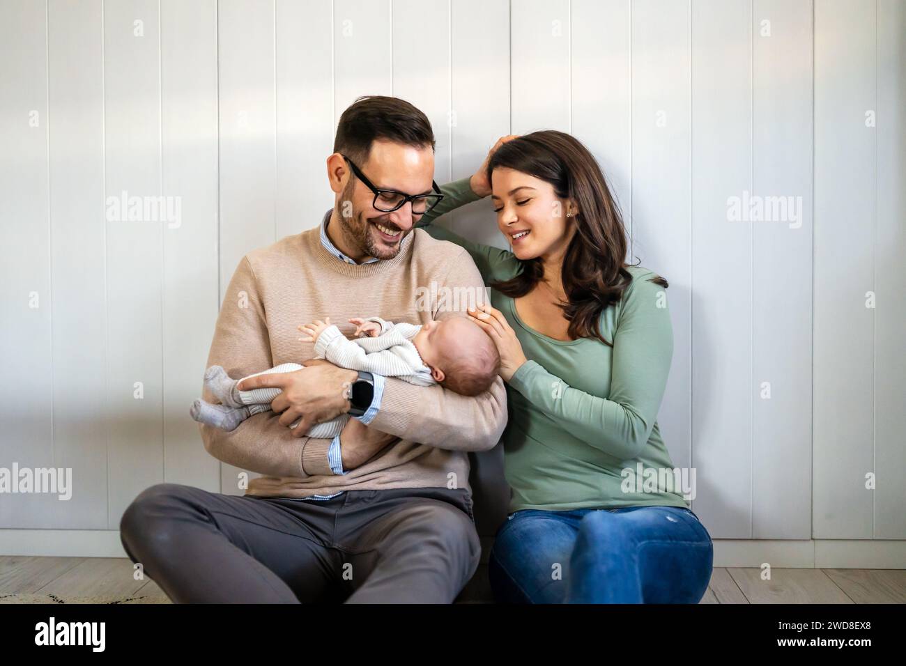 Family love parenthood baby concept. Parents spend happy moments with ...