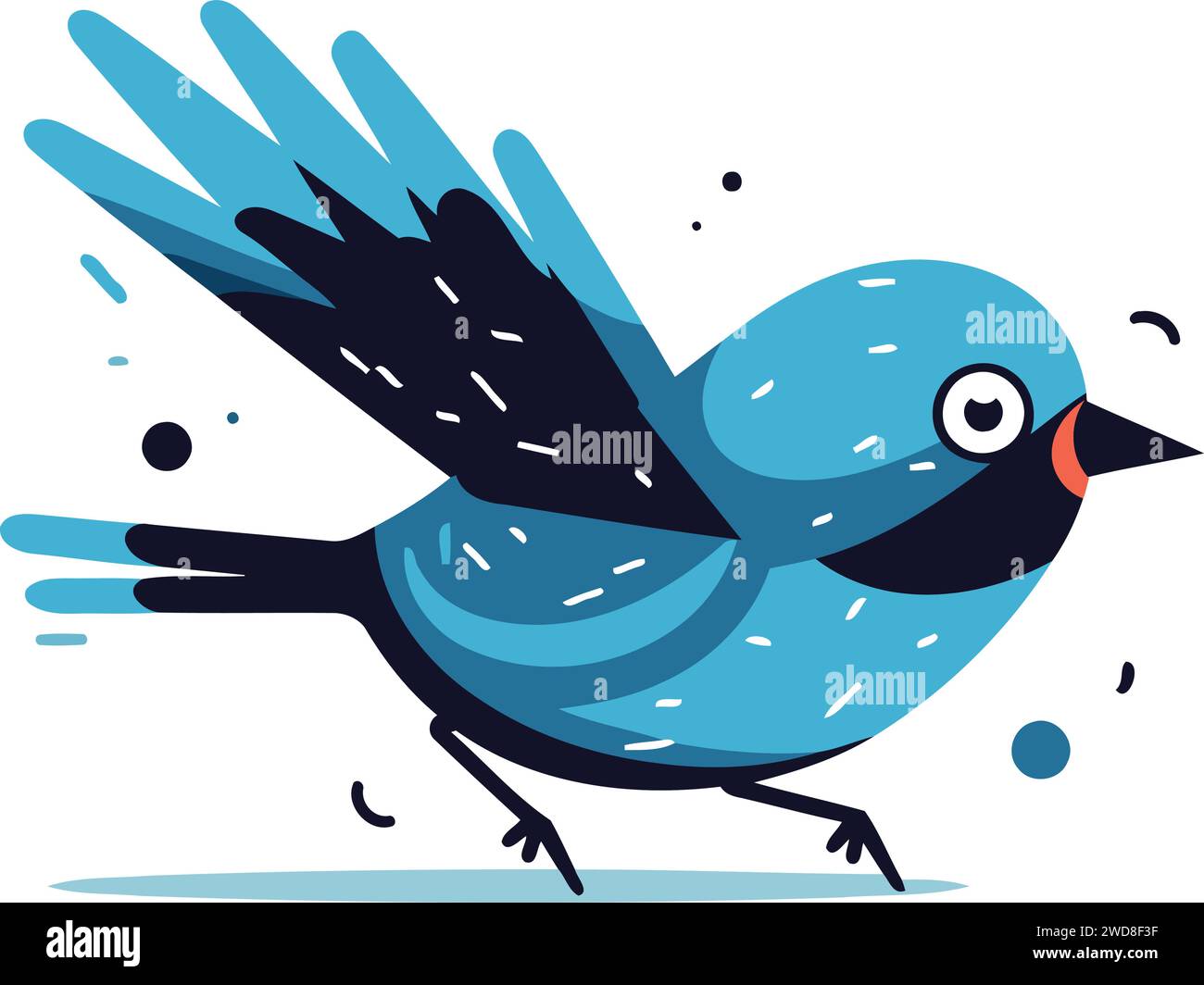 Vector illustration of a blue bird isolated on white background ...