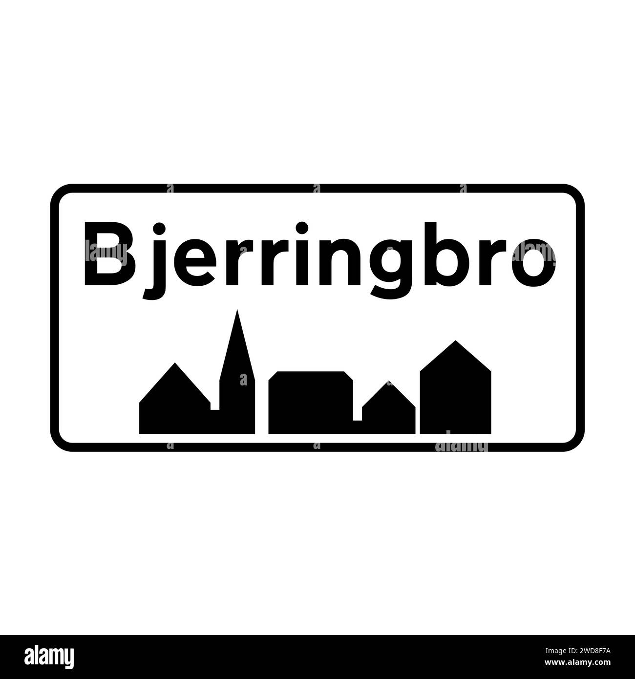 Bjerringbro city road sign in Denmark Stock Photo - Alamy